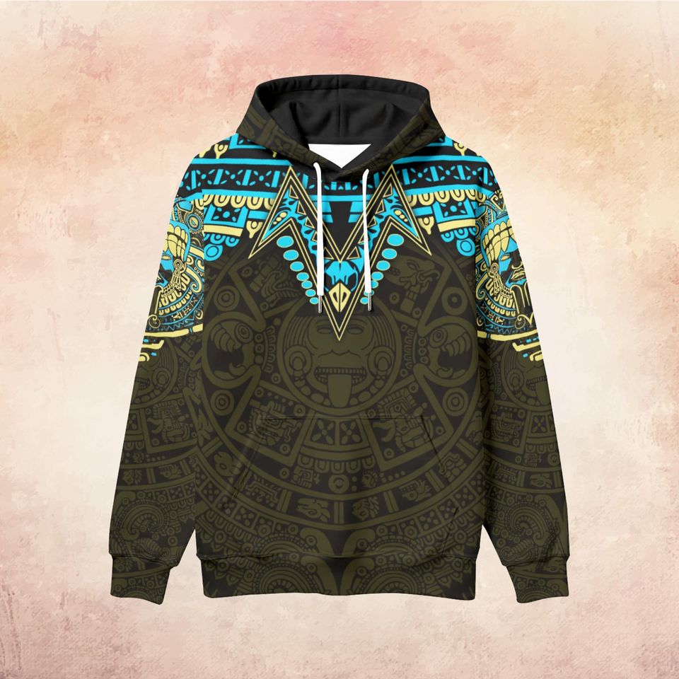 Aztec Warrior Hoodie, Mexico Aztec Sun Calendar Hoodie, Aztec 3D Print ...