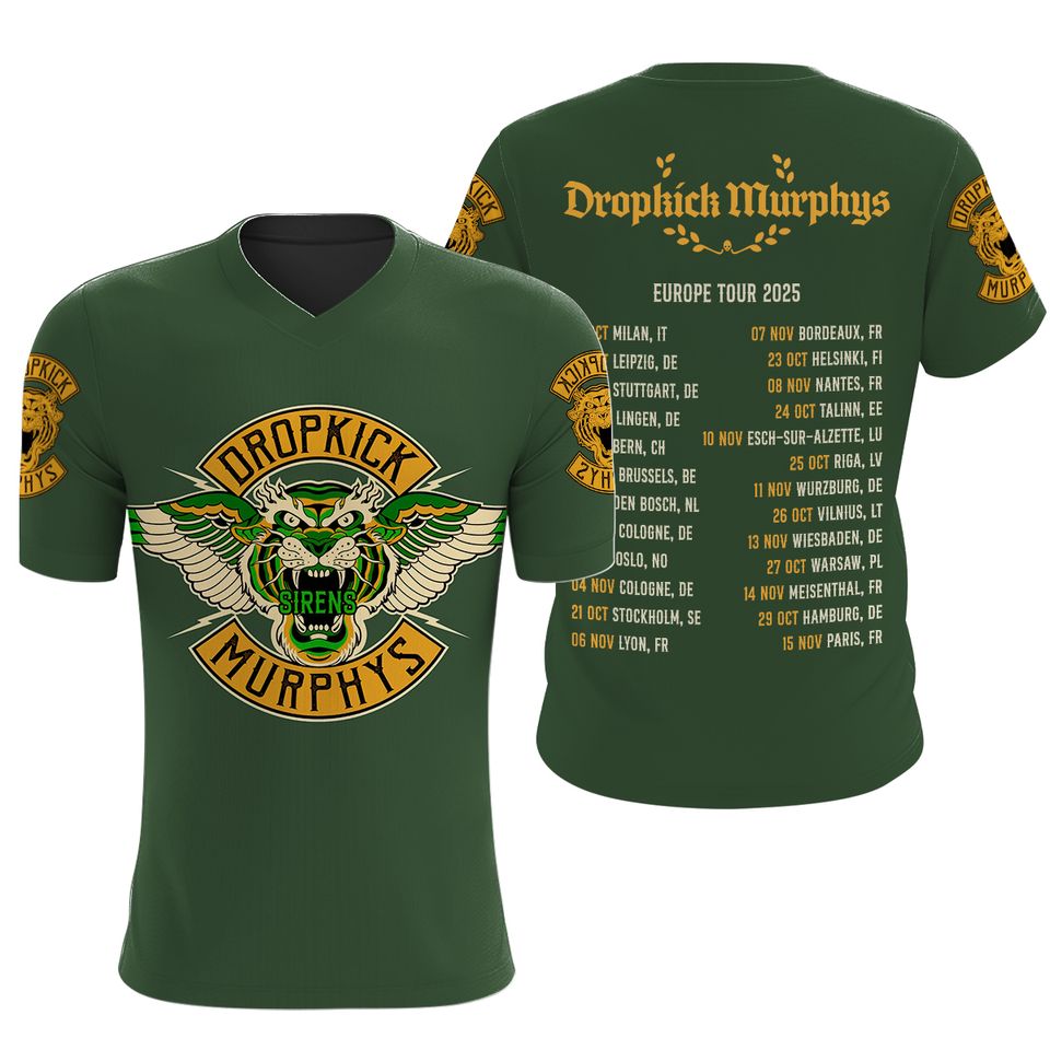Dropkick Murphys Tiger Sirens Europe Tour 2025 3D T-shirt 2025 Tour 3D ...
