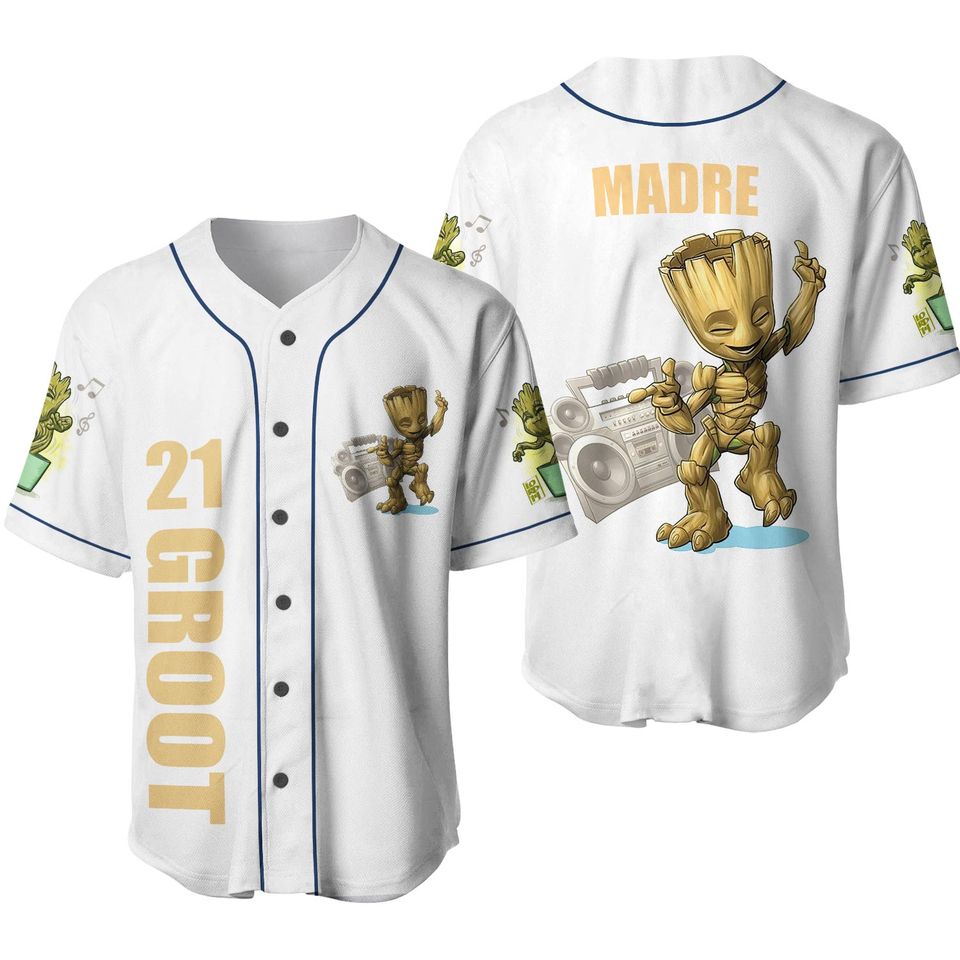 Personalized Cute Baby Groot Dancing Baseball Jersey, Custom Groot ...