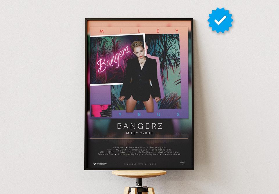 Miley Cyrus Poster | Bangerz Poster | Album Poster Prints | Wall Decor ...