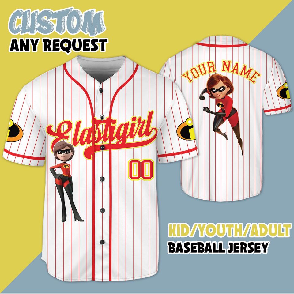 Personalized The Incredibles Elastigirl Baseball Jersey, Custom Disney ...