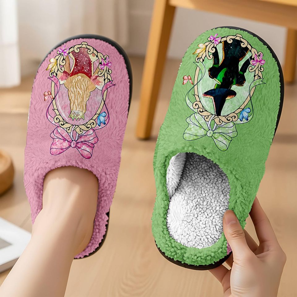 Wicked For Good Slippers Glinda And Elphaba Fluffy Slipper, Wicked ...