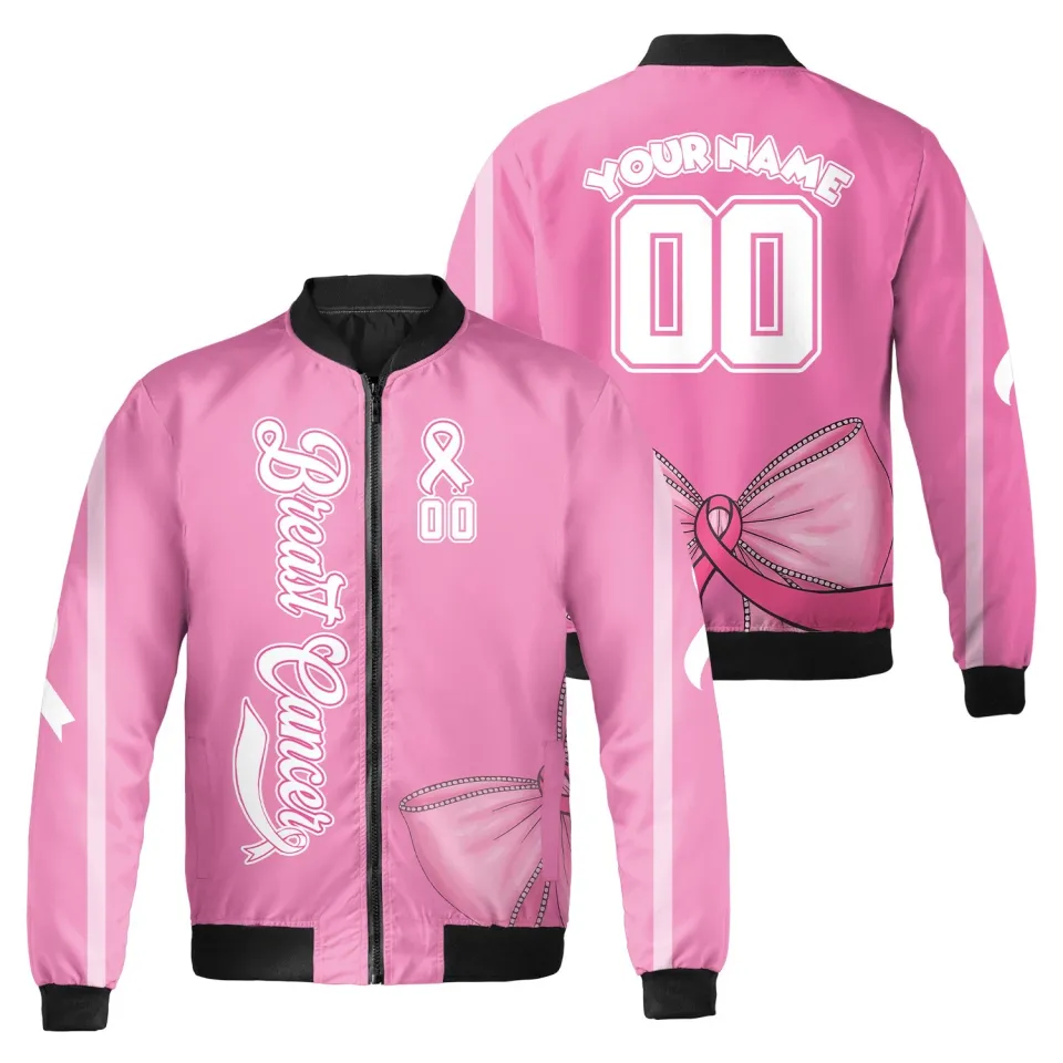 Personalized Breast Cancer Warrior Coquette Bow Bomber Jacket | ID ...