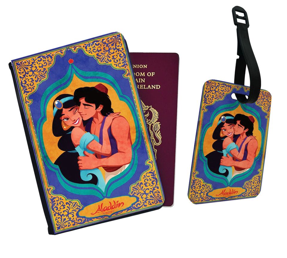 Personalised Faux Leather Passport Cover and Luggage Tag Disney Aladdin ...