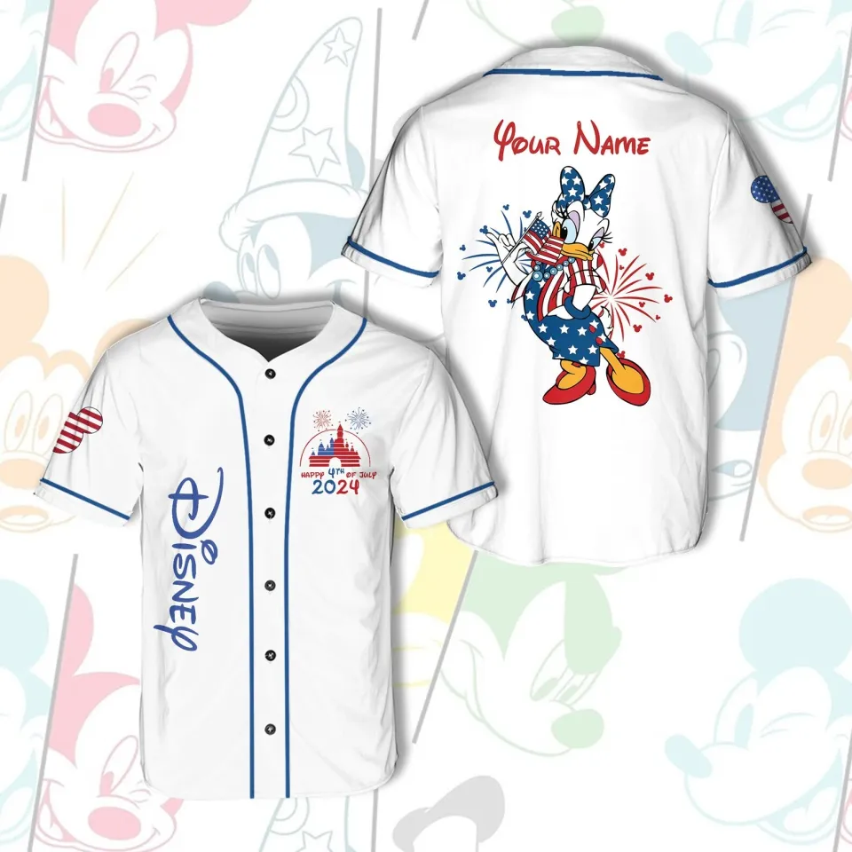Personalized Daisy Duck Happy Independence Day July 4th Baseball Jersey ...