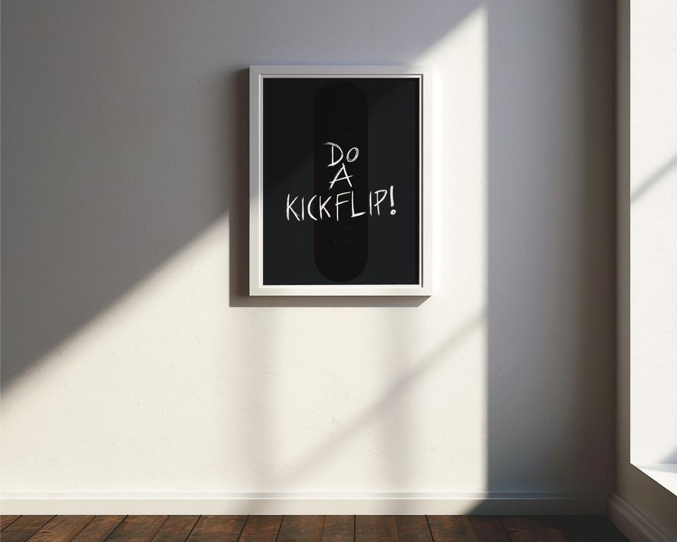 Do A Kickflip Poster Skateboard Skateboarding Meme Black White Print ...