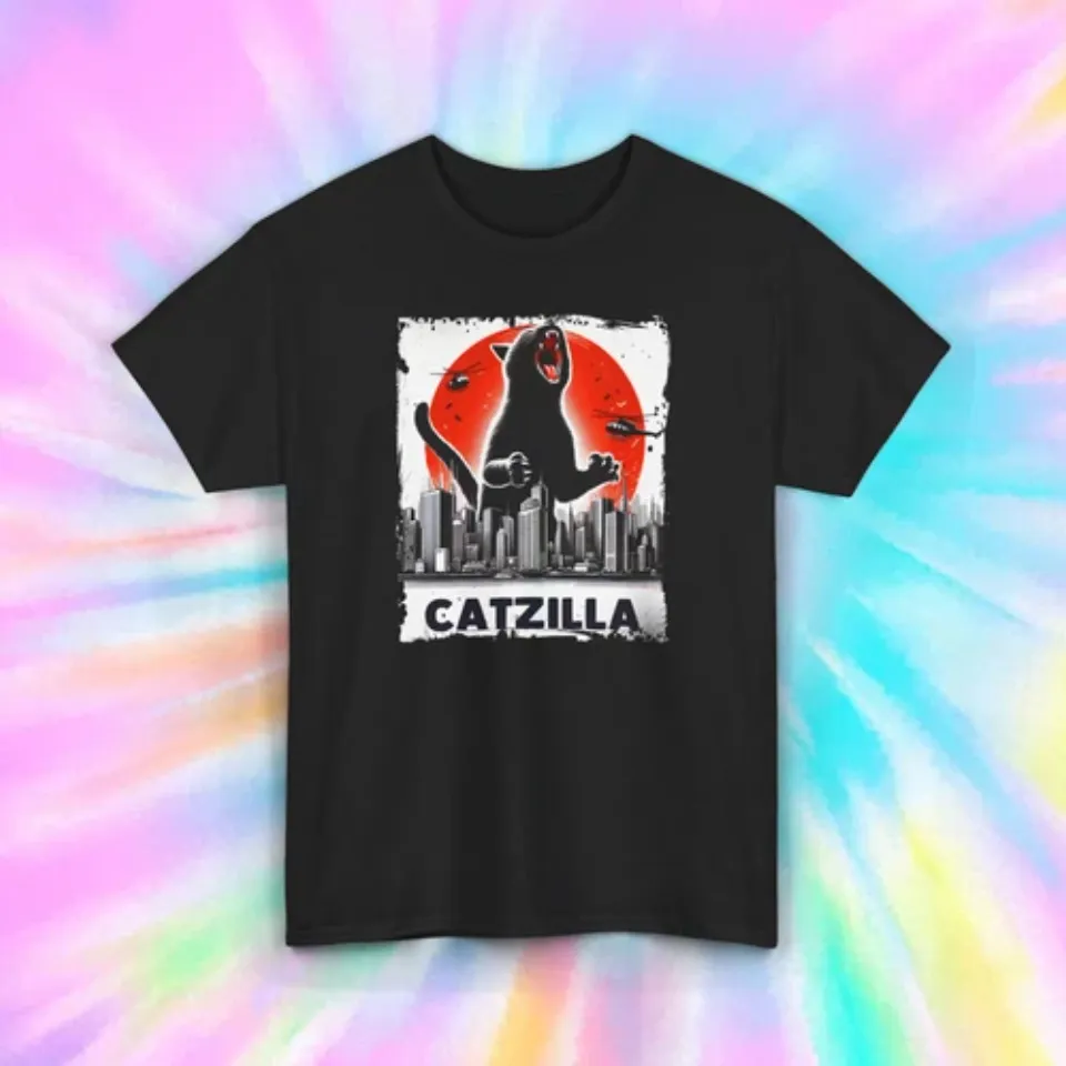 Catzilla T-Shirt | Funny Catzilla Graphic Tee | Monster Movie Parody ...