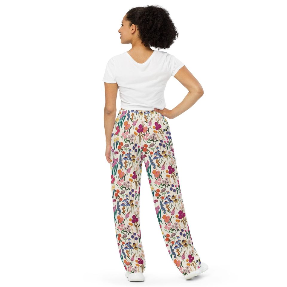 Floral Print Wide Leg Pants Unisex Lounge Wear Id 37885152 By