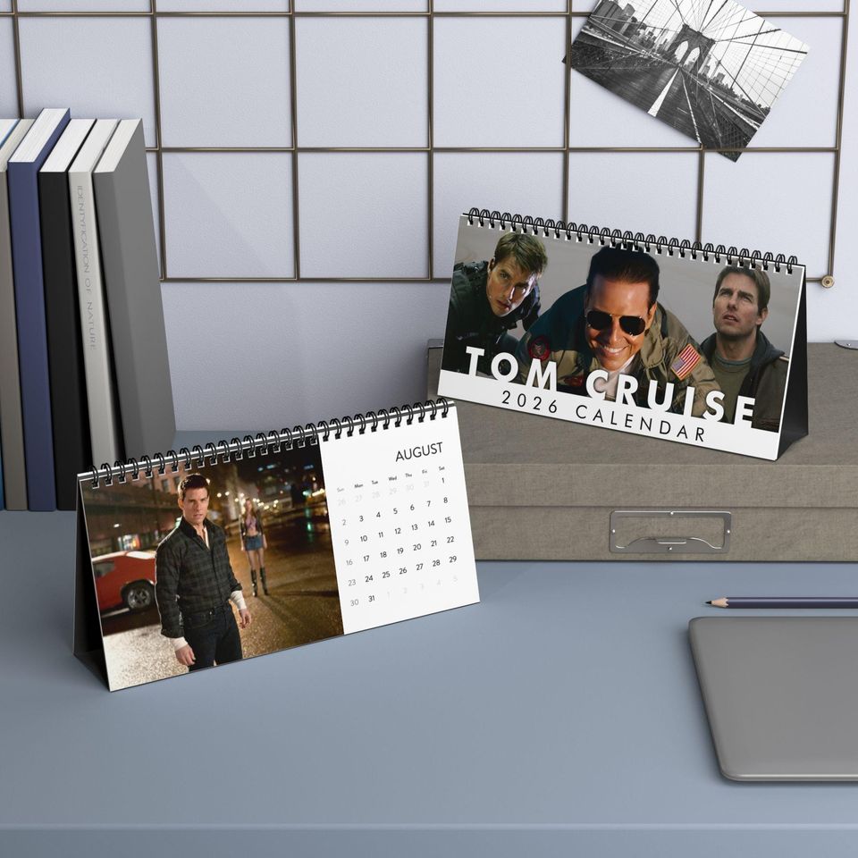 Tom Cruise Desk Calendar (2026 grid), 2026 Desktop Calendar with Tom ...