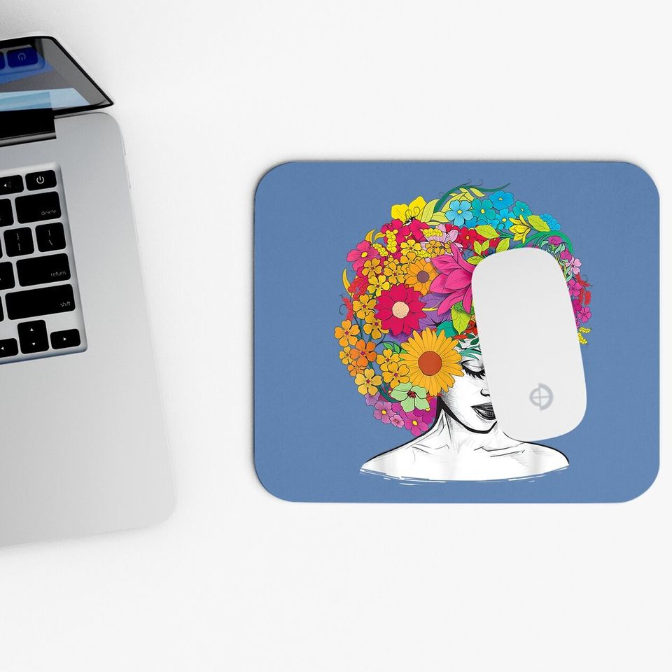 Flower Afro Black Queen African American Melanin Queen Mouse Pad | ID ...
