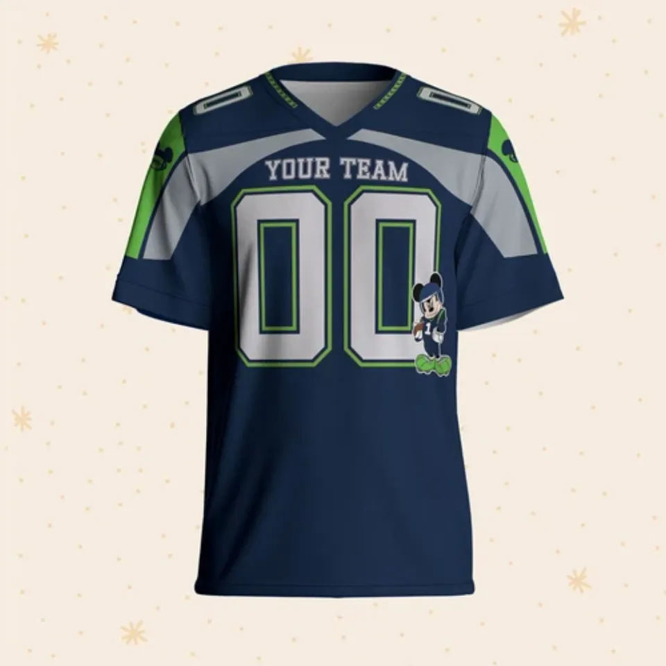 Custom Disney Mickey Super Star Seahawk Sport Blue Football | ID ...