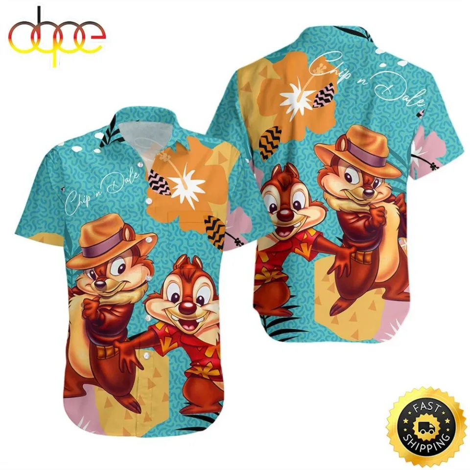 Chip N Dale Green Orange Brown Patterns Disney Hawaii Shirt | ID ...