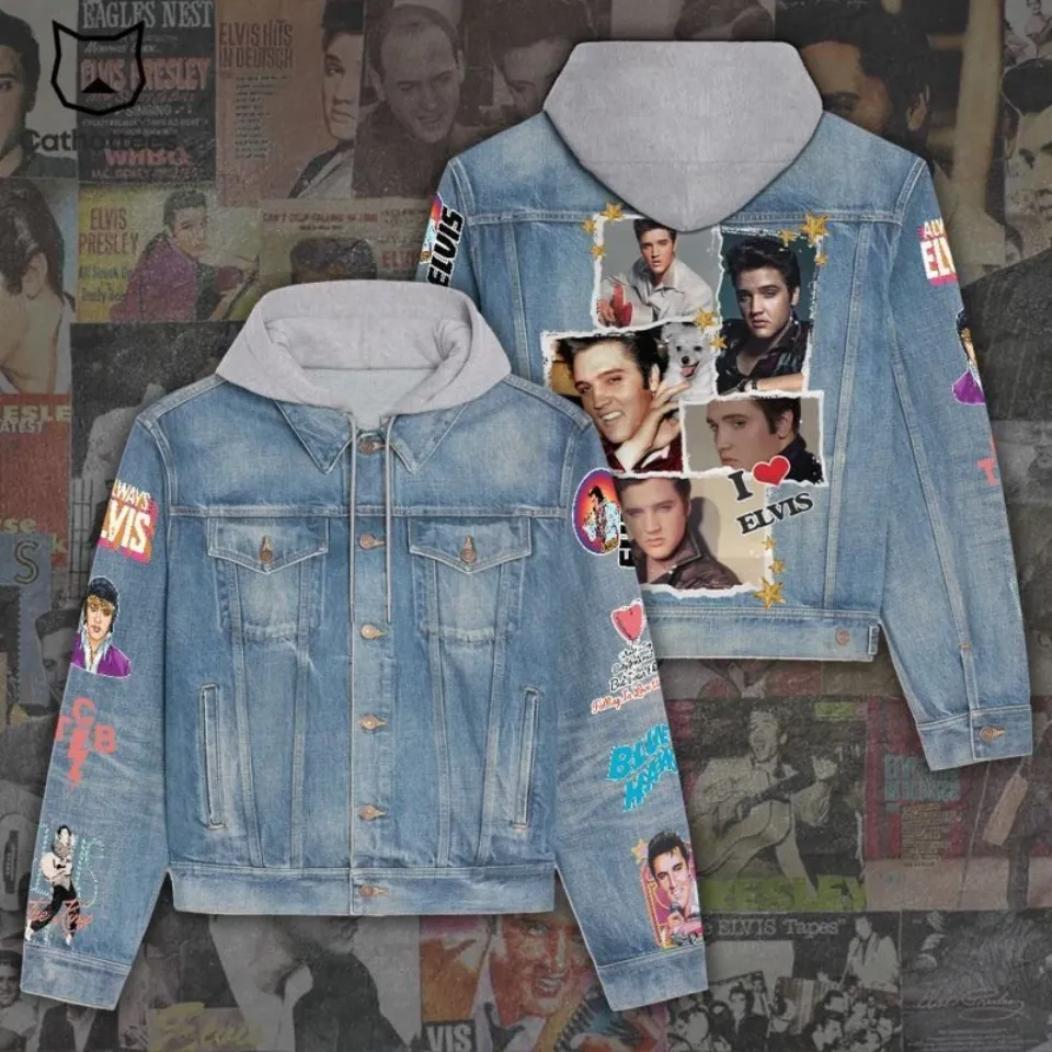 I Love Elvis Presley Hooded Denim Jacket | ID 19712194 by Jose Arias ...