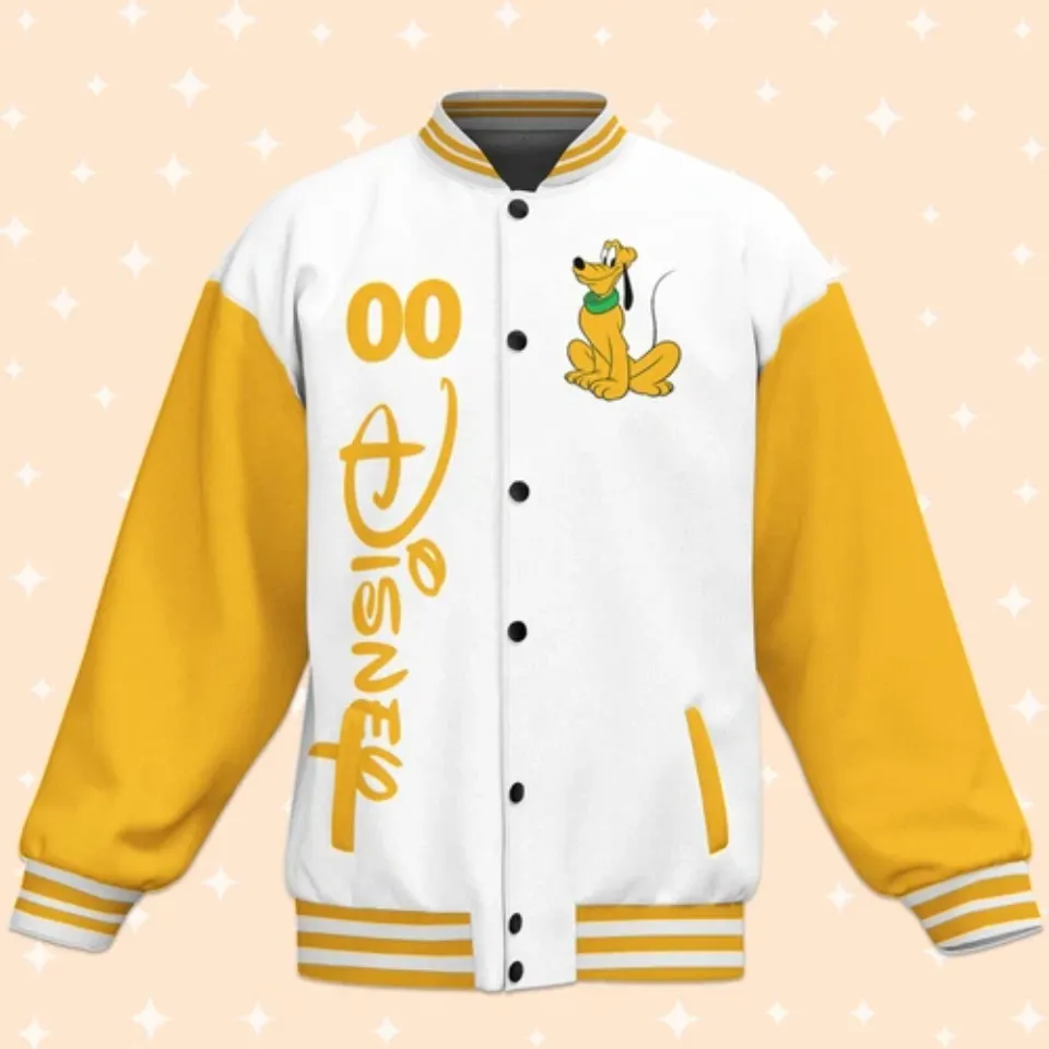 Custom Disney Family Vacation Pluto Baseball Jacket, Adult Varsity ...