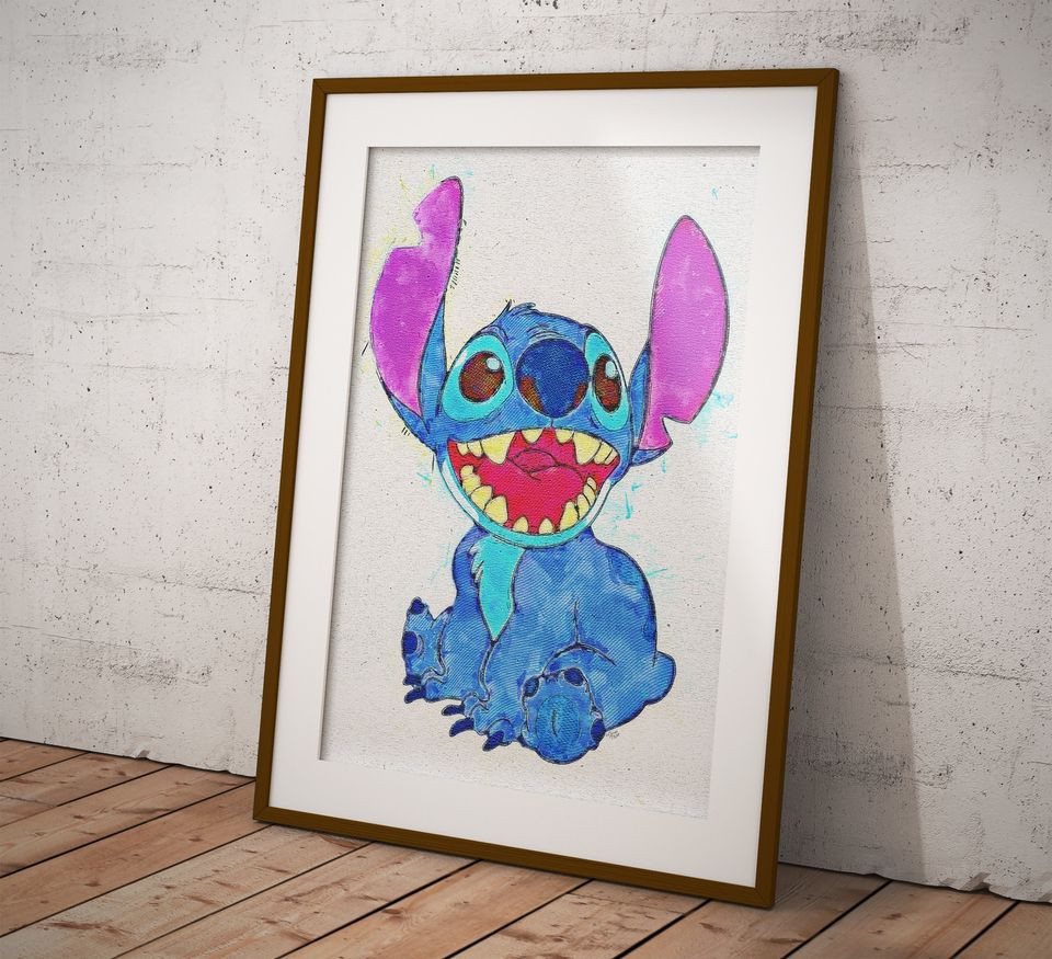 Lilo & Stitch Disney Digital Line Drawing Sketch - Wall Art Poster ...