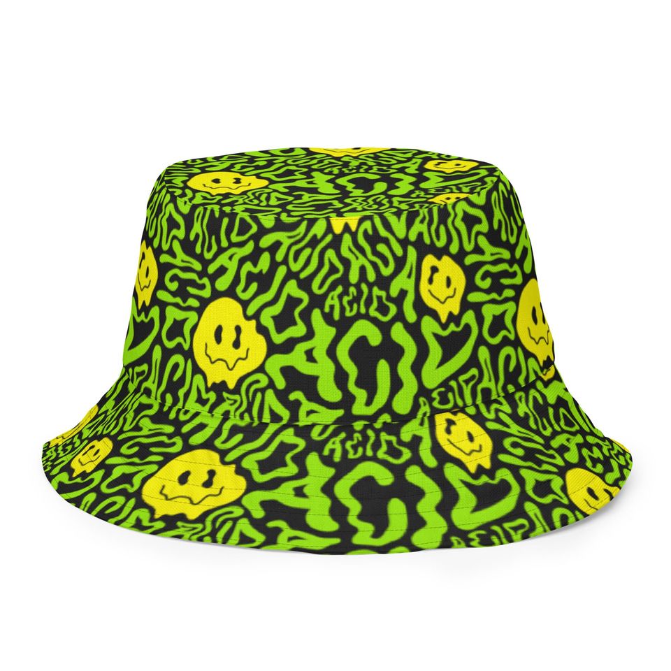 Acid Smilez / Candy Acid Reversible Bucket Hat (rave bucket hat, rave ...