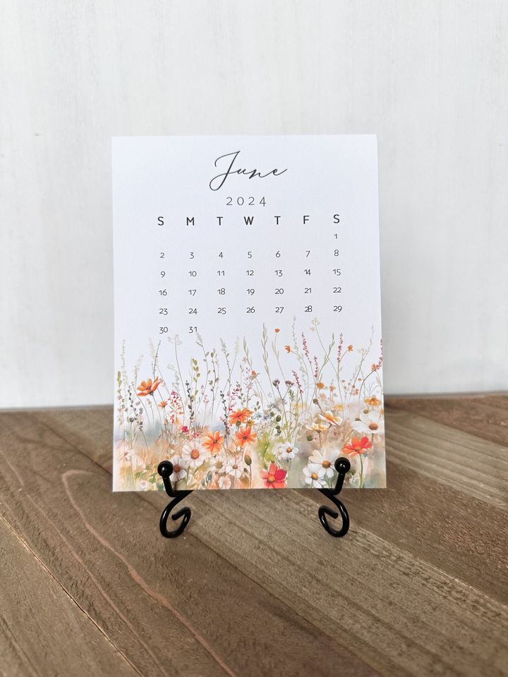 Meadow Floral calendar 2024, Botanical calendar, desk Calendar with ...