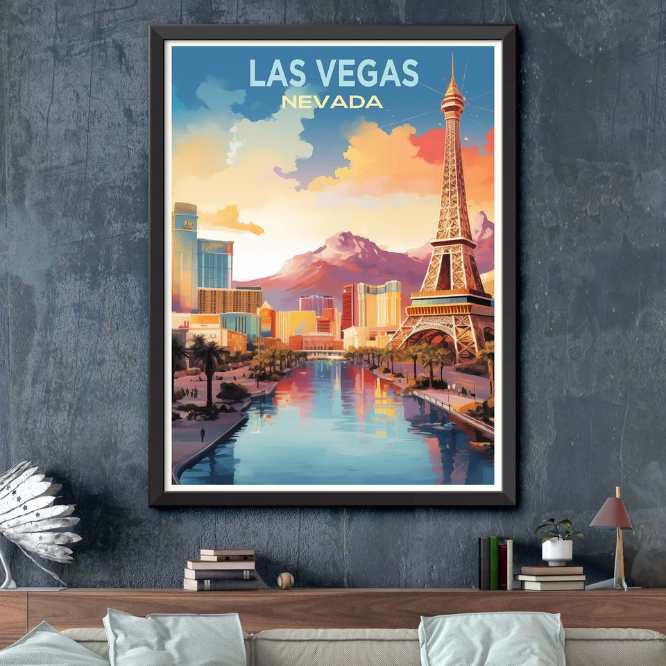 Las Vegas Poster - Las Vegas Print - Illustration Print | ID 12812310 ...