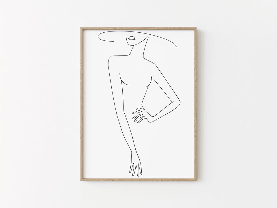 Woman Body Line Art, Minimalist Artwork Body Positivity Poster | ID ...