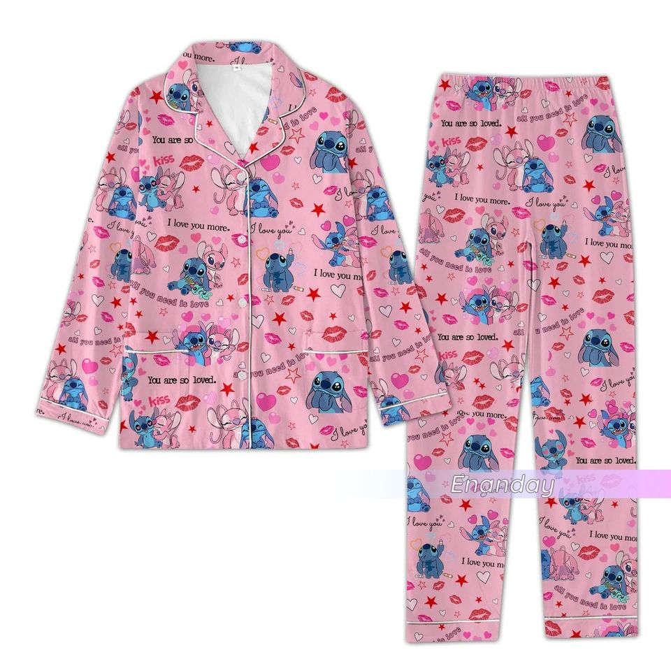 Stitch Pajamas Set, Stitch And Angel Pajamas, Disney Stitch Pajamas ...