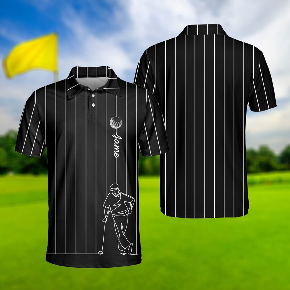 Line Drawing Golfer Polo Shirt, Golf Polo Shirt, Custom Polo Shirt ...
