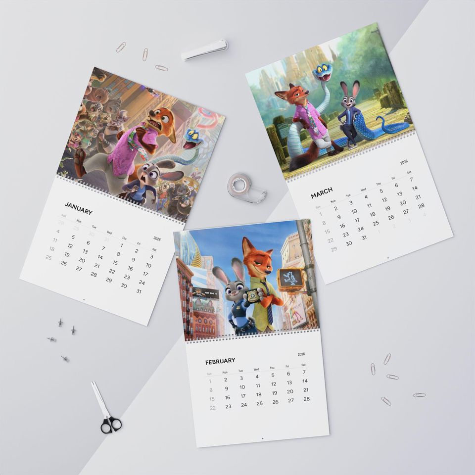 Zootopia Characters 2026 Wall Calendar | Monthly Spiral-Bound Calendar ...