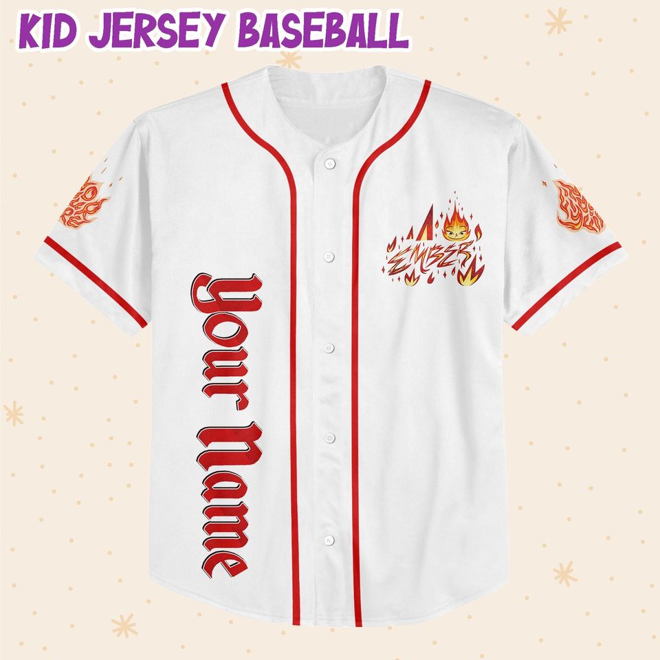 Personalized Disney Pixar Elemental Ember Baseball Jersey | ID 20612978 ...