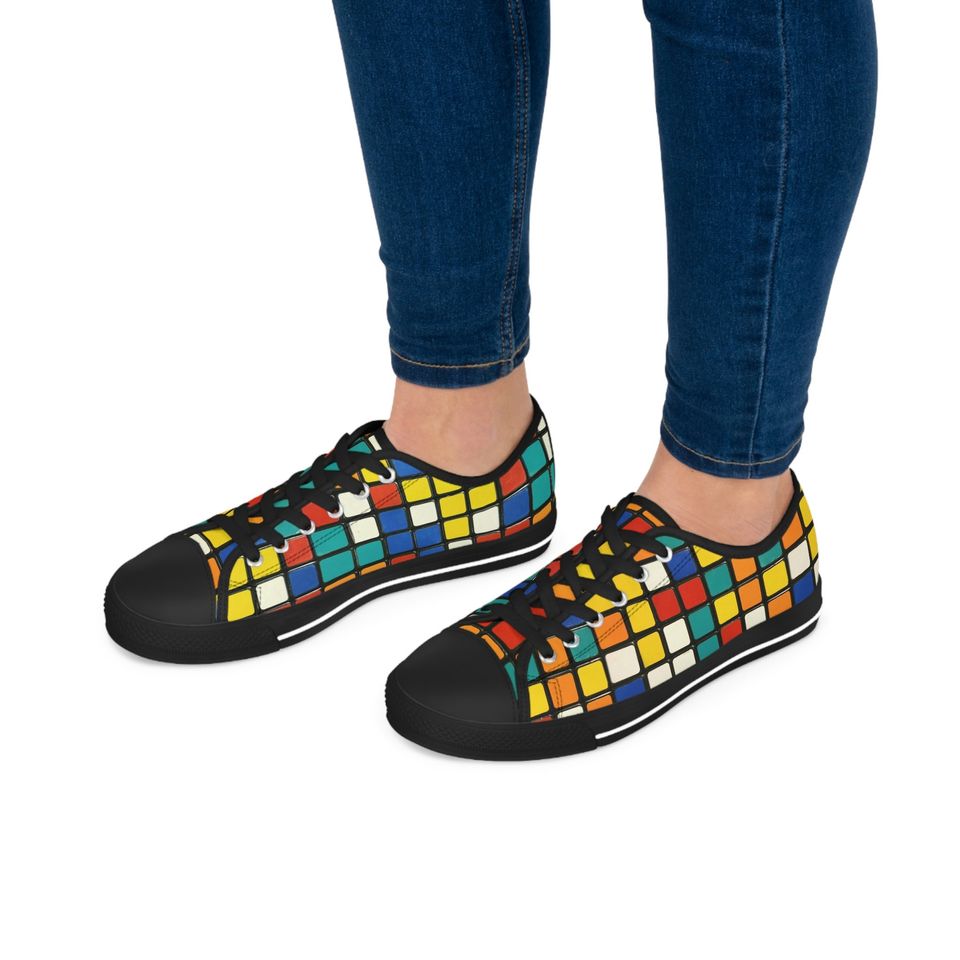 Rubiks Cube Women's Low Top Sneakers | ID 23588298 by | Printblur