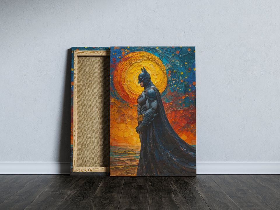 Batman Poster Van Gogh Style Vivid Oil Painting Effect Fraed Pinewood ...