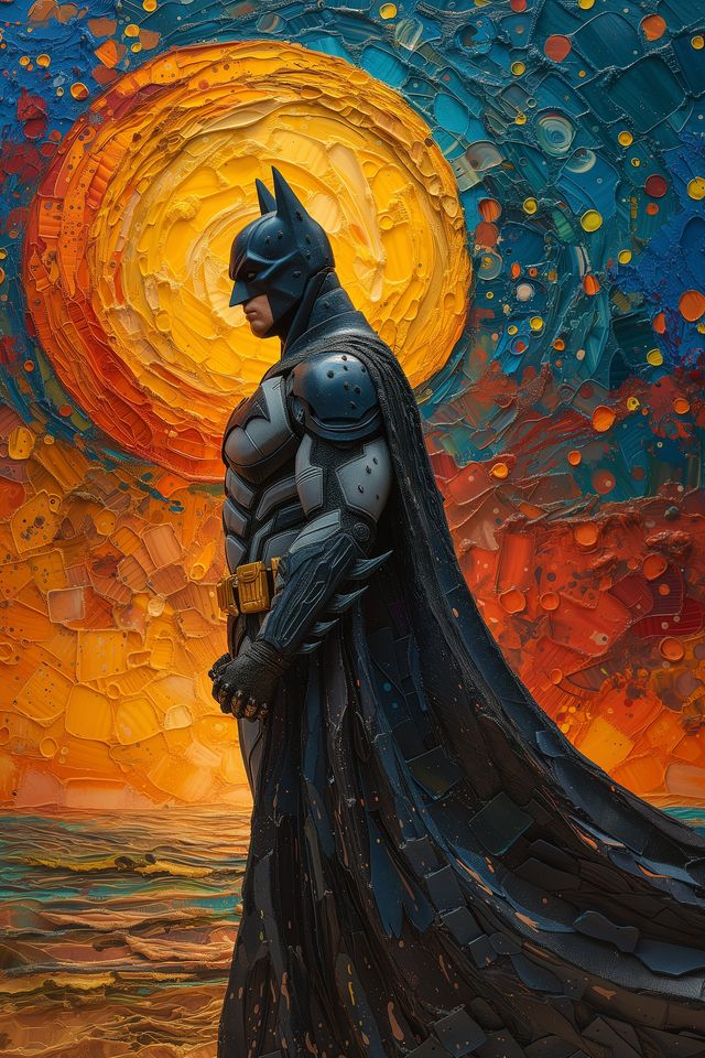 Batman Poster Van Gogh Style Vivid Oil Painting Effect Fraed Pinewood ...