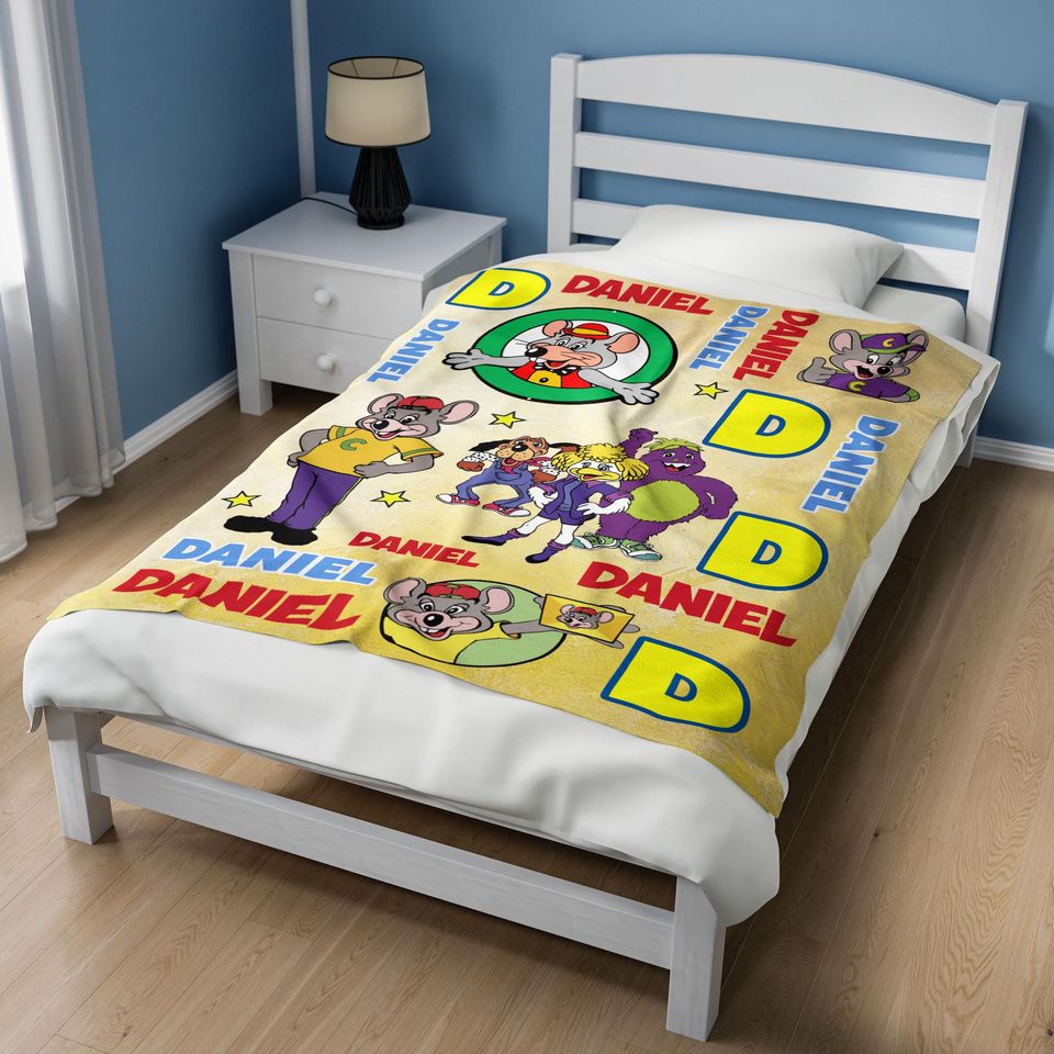Personalized Chuck E Cheese Blanket, Chuck E Cheese Cartoons Blanket ...