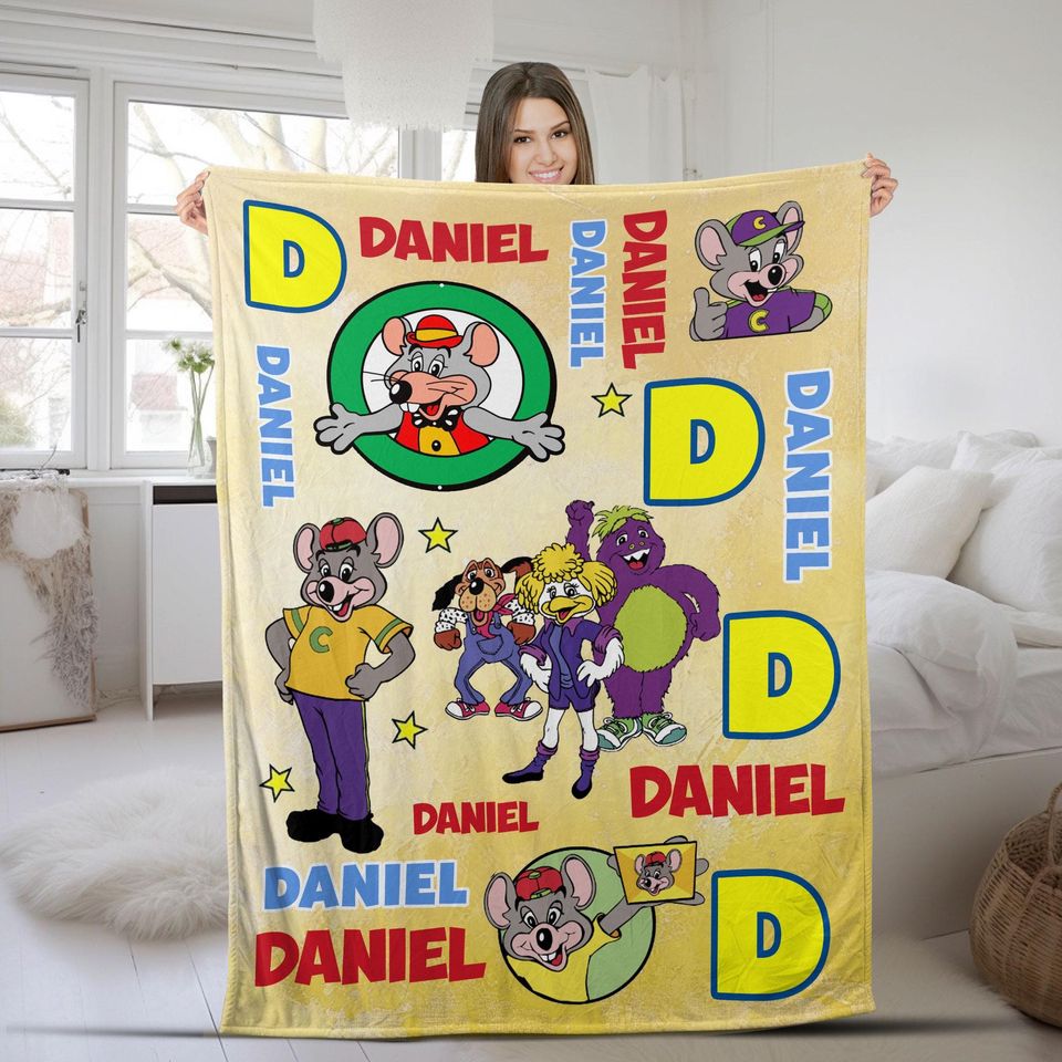 Personalized Chuck E Cheese Blanket, Chuck E Cheese Cartoons Blanket ...