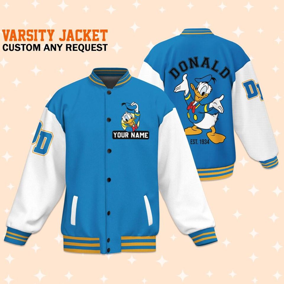 Personalize Disney Vintage Donald Duck, Adult Varsity Jacket | ID ...