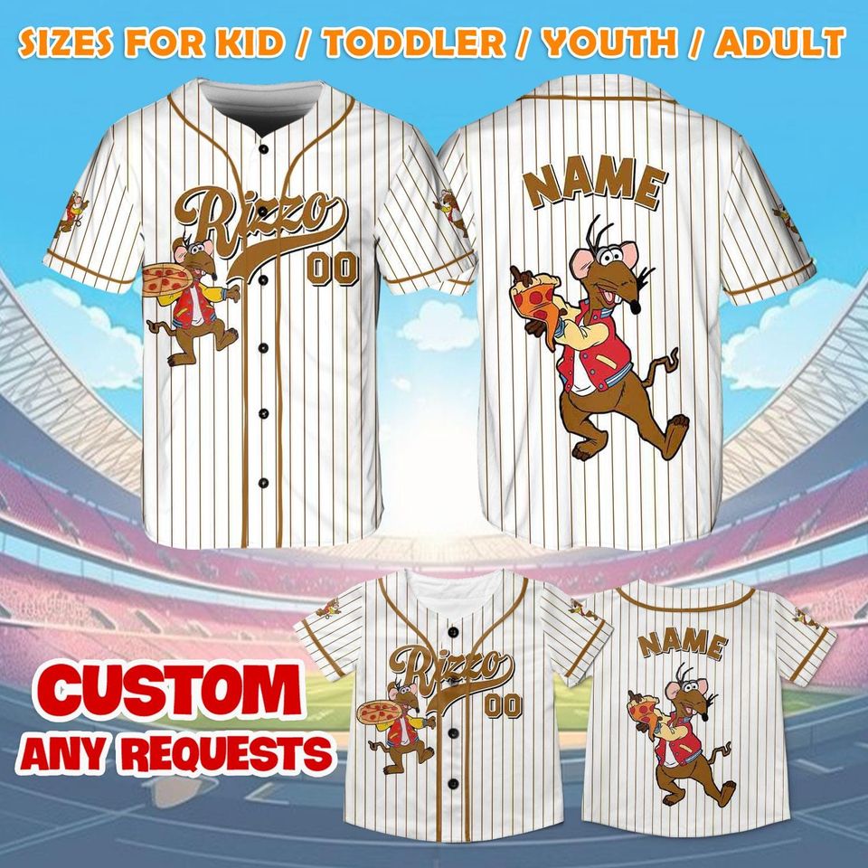 Muppets Rizzo the Rat Jersey Shirt, Disney Muppets Baseball Jersey ...