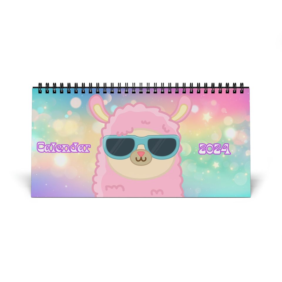 Cute Alpaca calendar, Desktop Calendar, Llama Monthly Calendar, Vintage ...