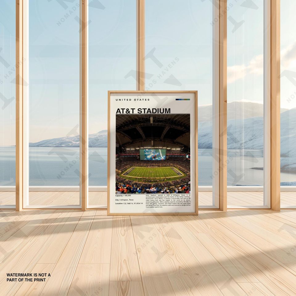 AT&T Stadium Poster, Dallas Cowboys Stadium Poster, Football NCAA ...