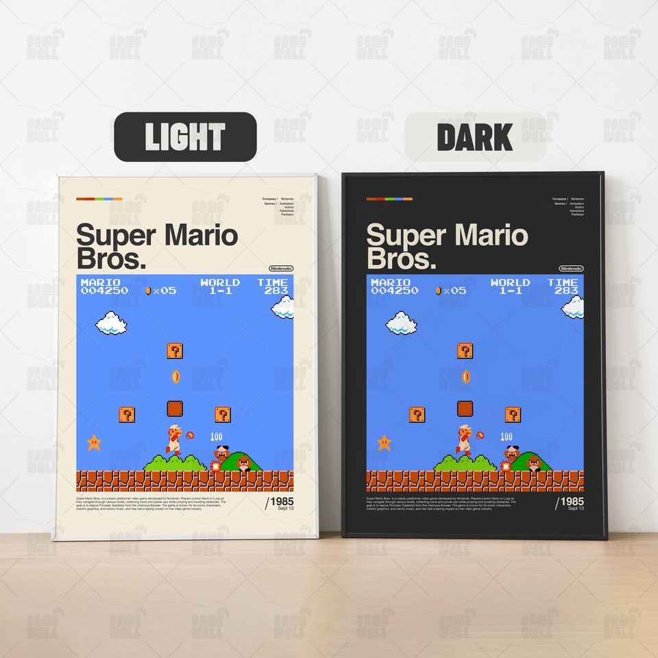 Super Mario Bros Poster, Gaming Room Poster, Gaming Wall Poster, Gaming ...