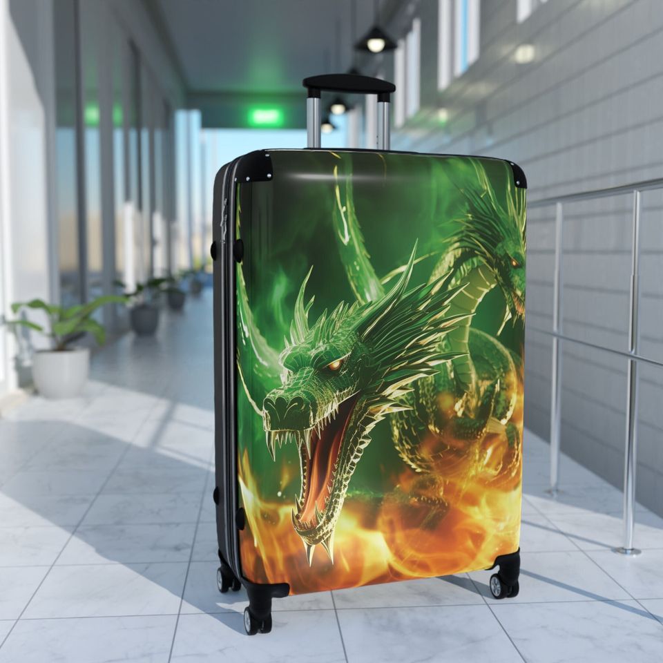 Fire-Breathing Green Dragons Suitcase | Anime Carry-On Travel Suitcase ...