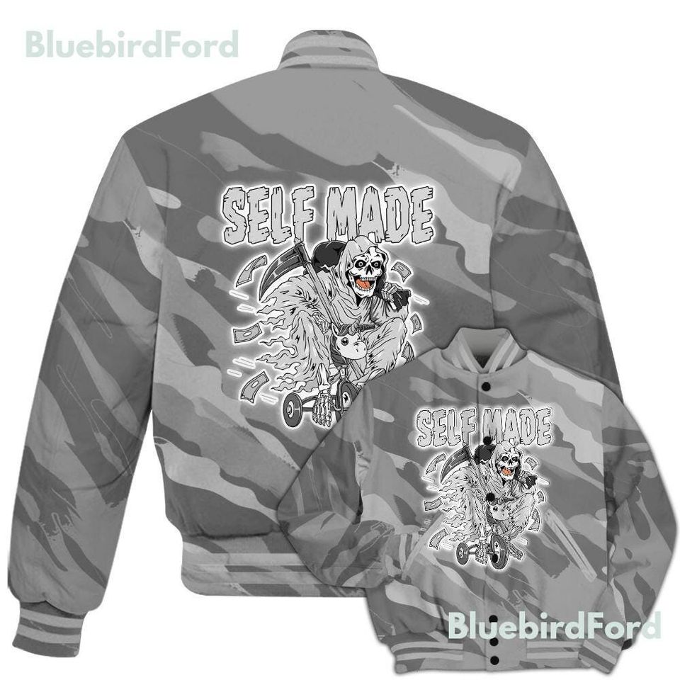 Black Wolf Grey 12s Baseball Varsity Jacket- Wolf Grey Shirt Self Make ...
