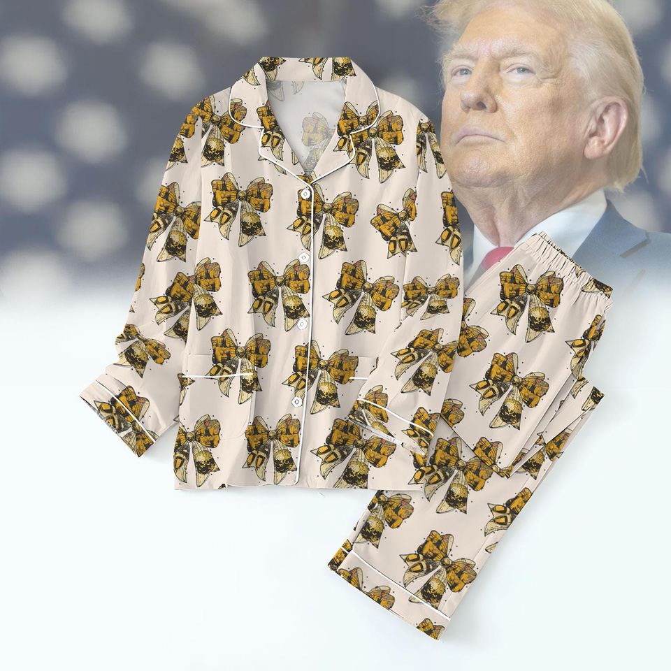 Trump Coquette Bow Pajamas Set, Trump Bow President Sleepwear, Make ...