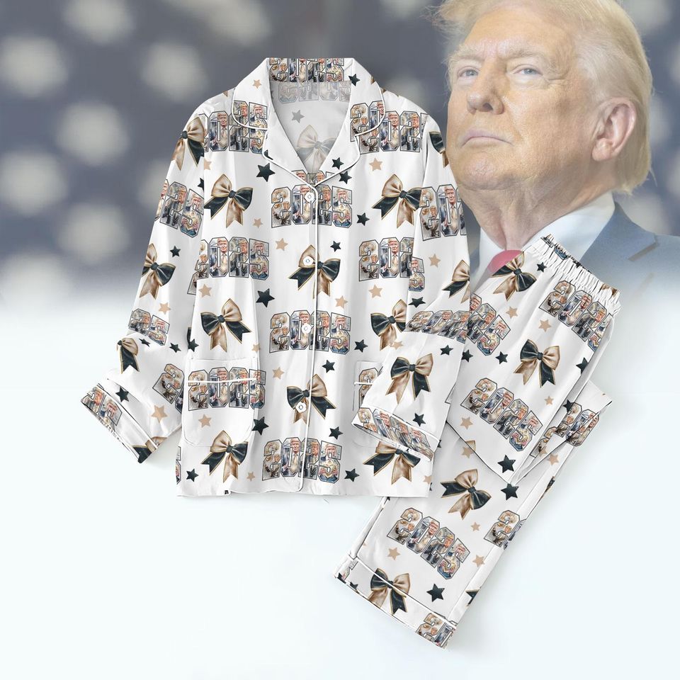 Trump 2025 Coquette Pajamas Set, Trump Bow President Sleepwear ...