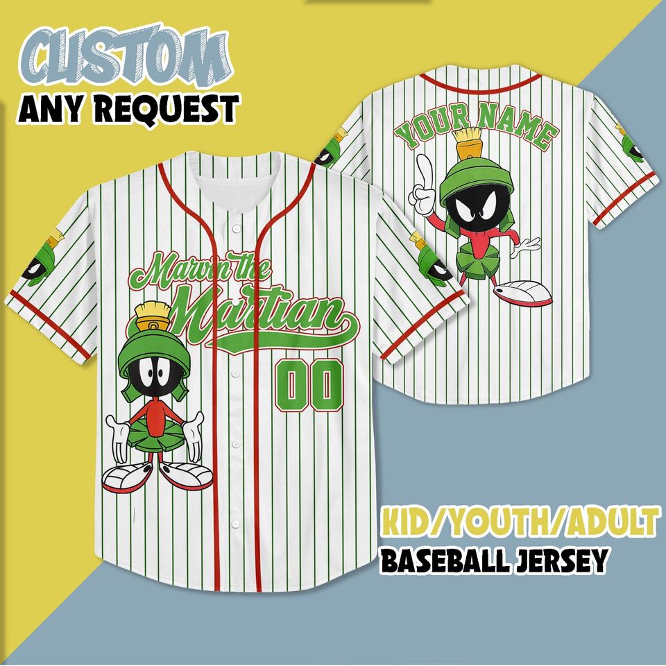 Personalized Marvin The Martian Baseball Jersey, Custom Marvin The ...