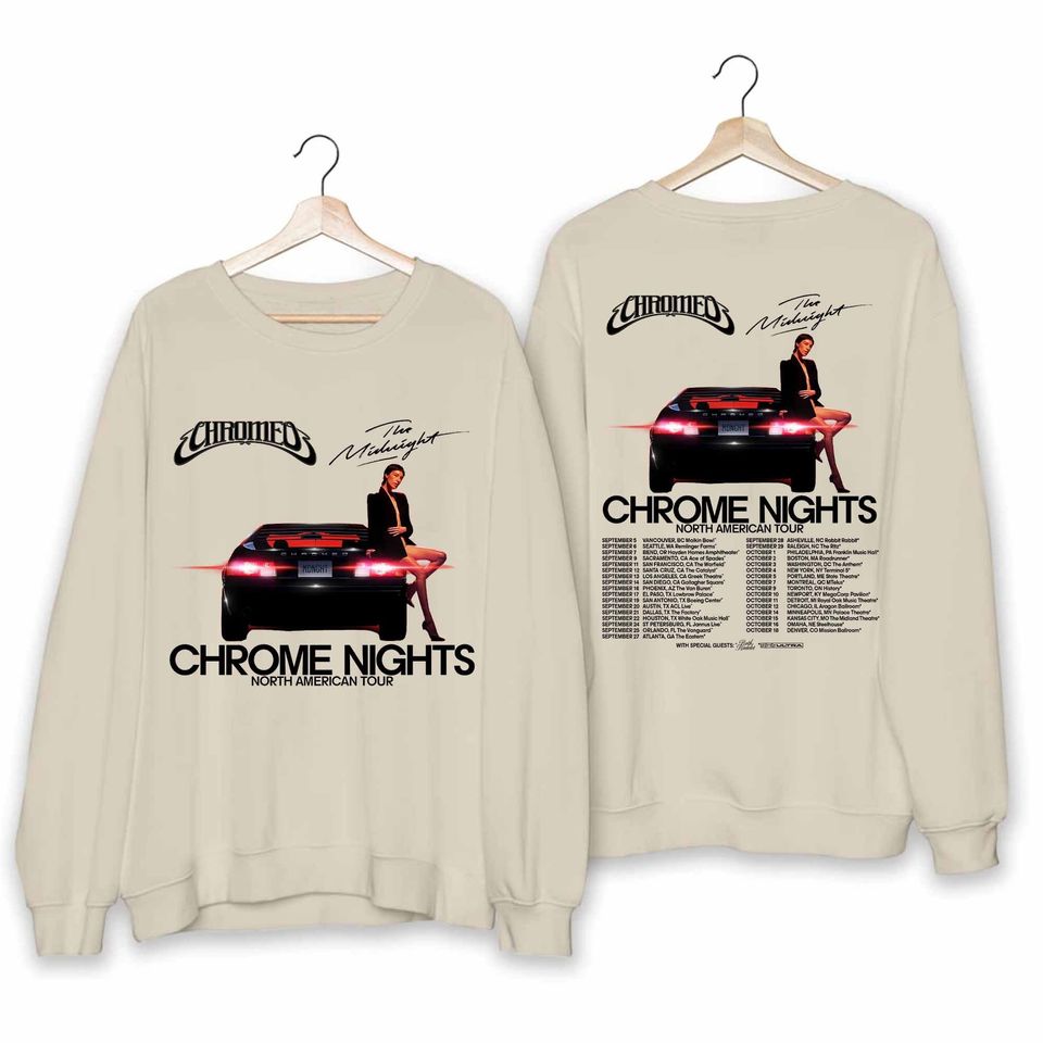 Chromeo and The Midnight - Chrome Nights 2024 Tour Shirt, Chromeo Band ...