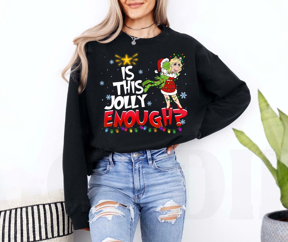 Disney The Muppets Kermit Miss Piggy Is This Jolly Enough Sweatshirt ...