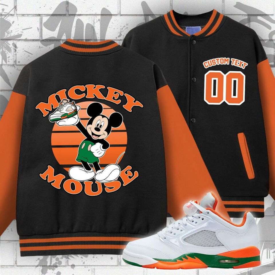 Custom Disney Mickey Mouse MAM Hurricanes Varsity Jacket, Mickey Mouse ...