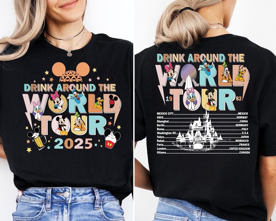 Drink Around The World Tour 2025 Tee, Disney Drinks Sweatshirt, Disney ...