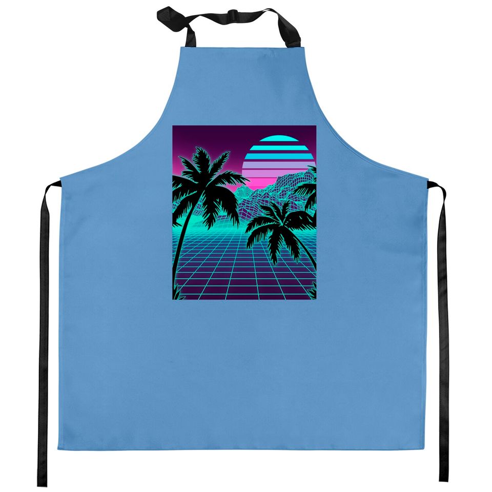 Retro 80s Vaporwave Sunset Sunrise With Outrun style grid Kitchen ...