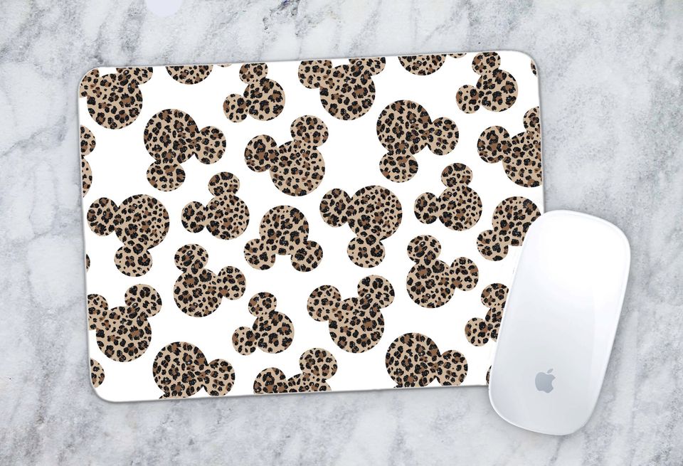 Disney Leopard Animal Print Mickey Head White Background Mousepad | ID ...