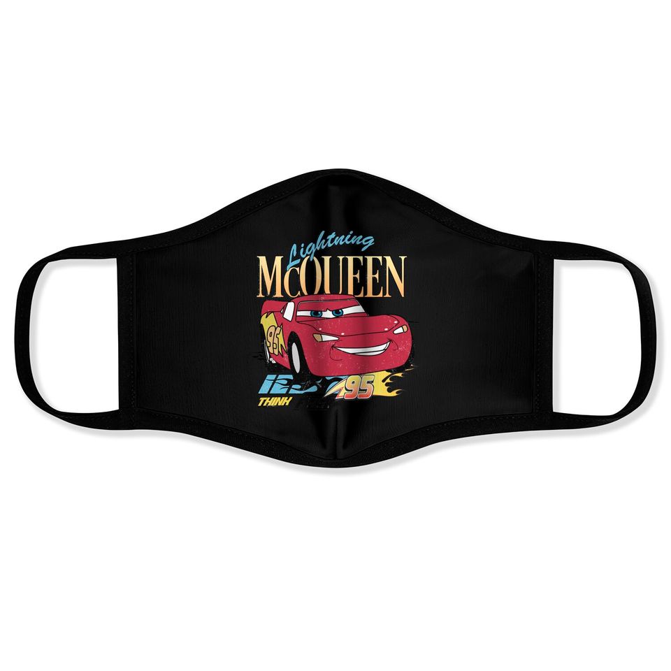 One Size Black Vintage Disney Cars Face Masks, Lightning McQueen Face Masks