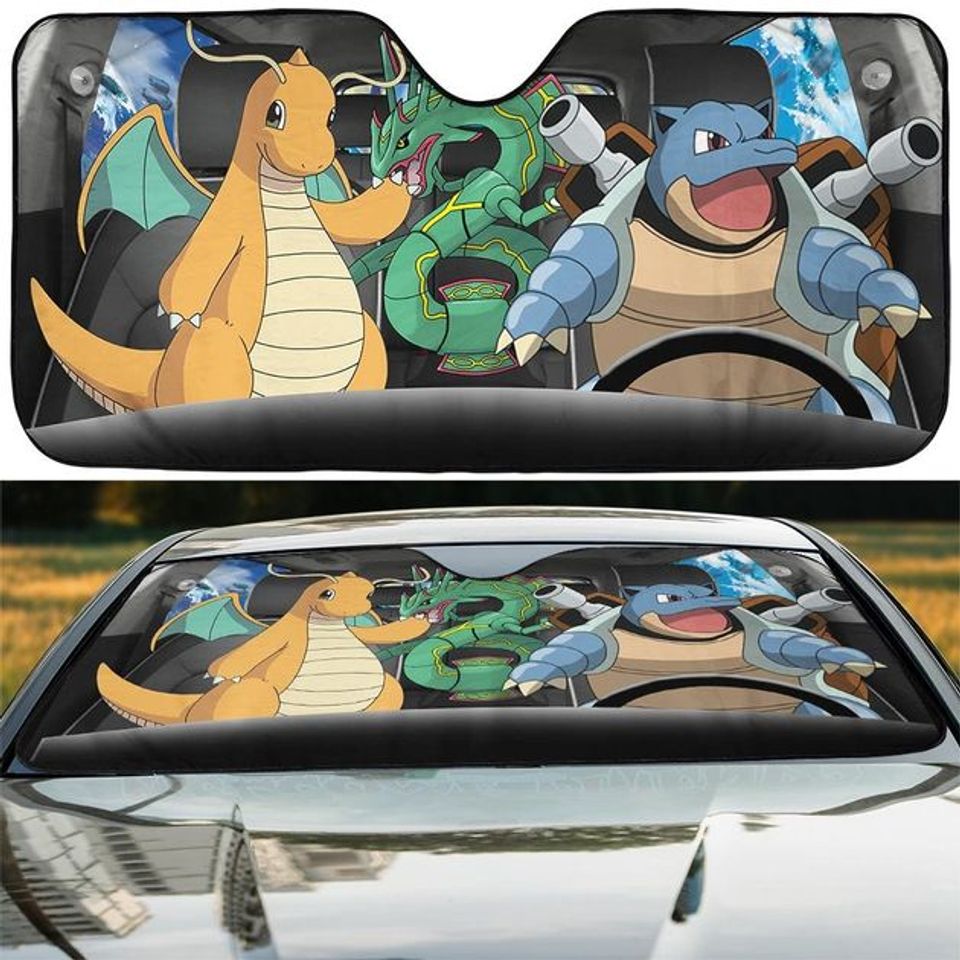 PKM Blastoise Car Sun Shade, Charmander Bulbasaur Squirtle Car Sunshade ...